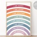 Affirmations Poster Rainbow I Am Affirmations for Kids Kids Wall Art ...