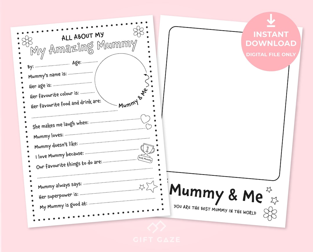 All About My Mummy Printable | Mummy Gift From Child | Mommy Gift | DIY ...