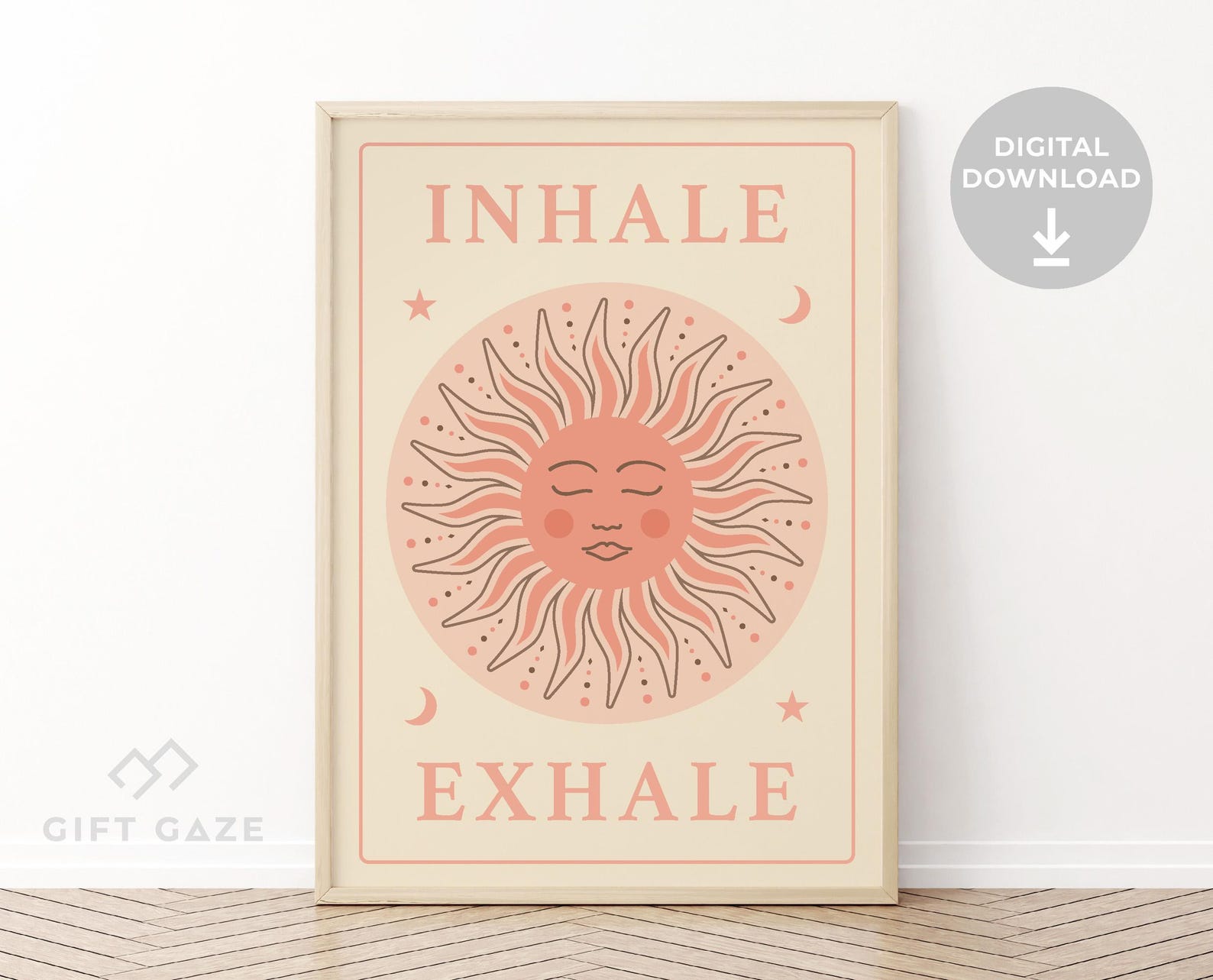 Inhale Exhale Print Digital Art | Pink Mindfulness Art | Self Care ...