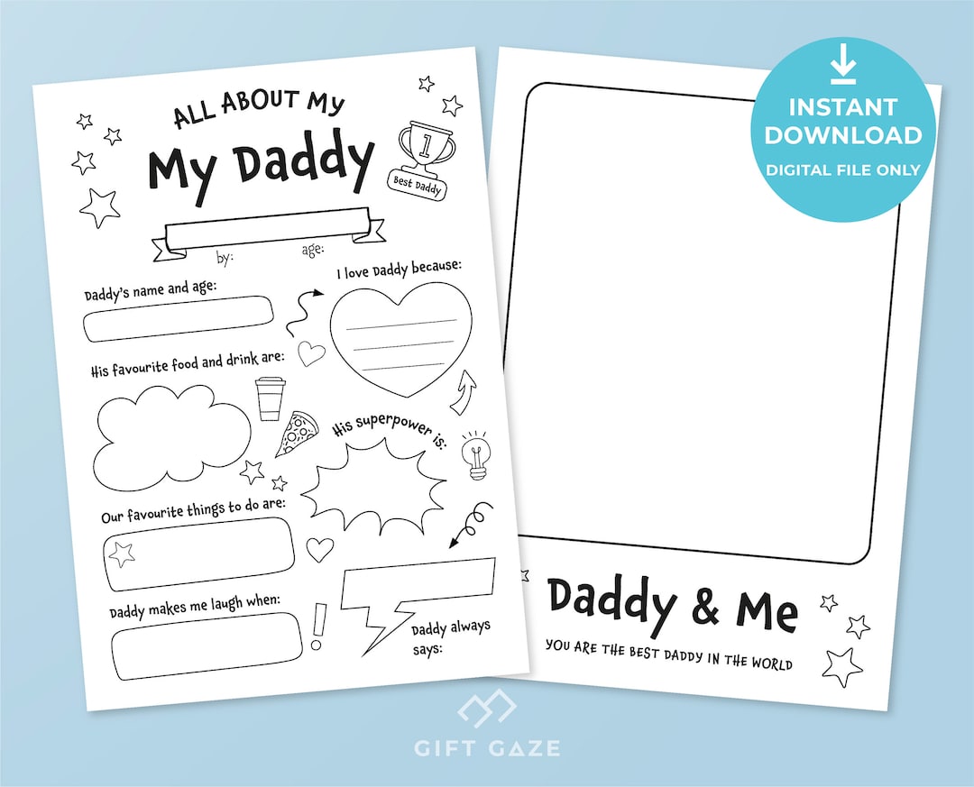 All About My Daddy | Daddy Gift From Child | Daddy Gift Printable | All ...