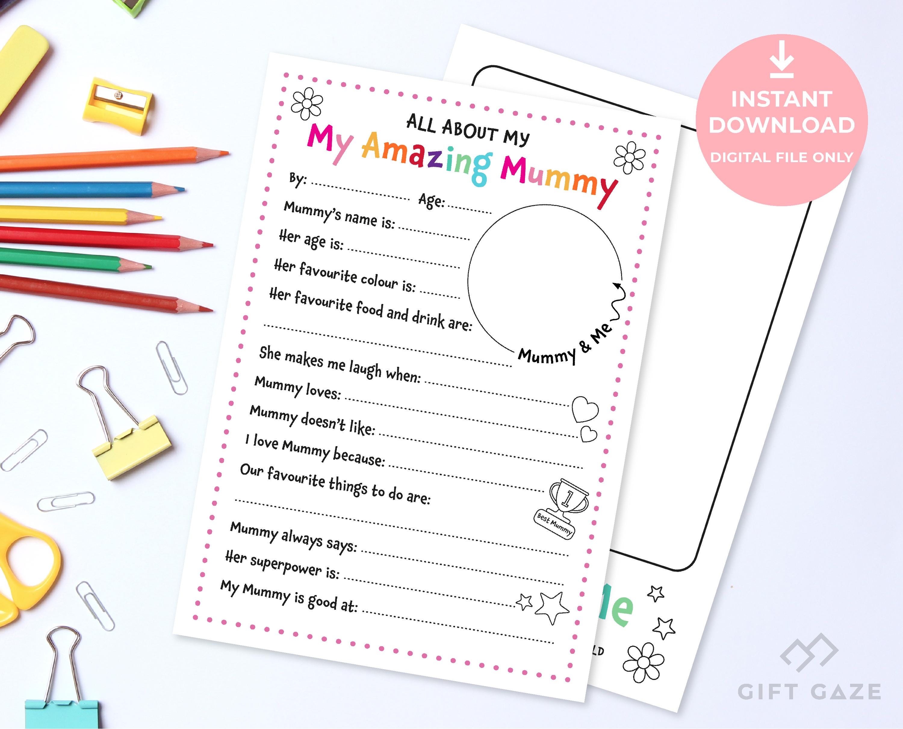 All About My Mummy | Printable Mother's Day Gift | Mummy Gift From ...