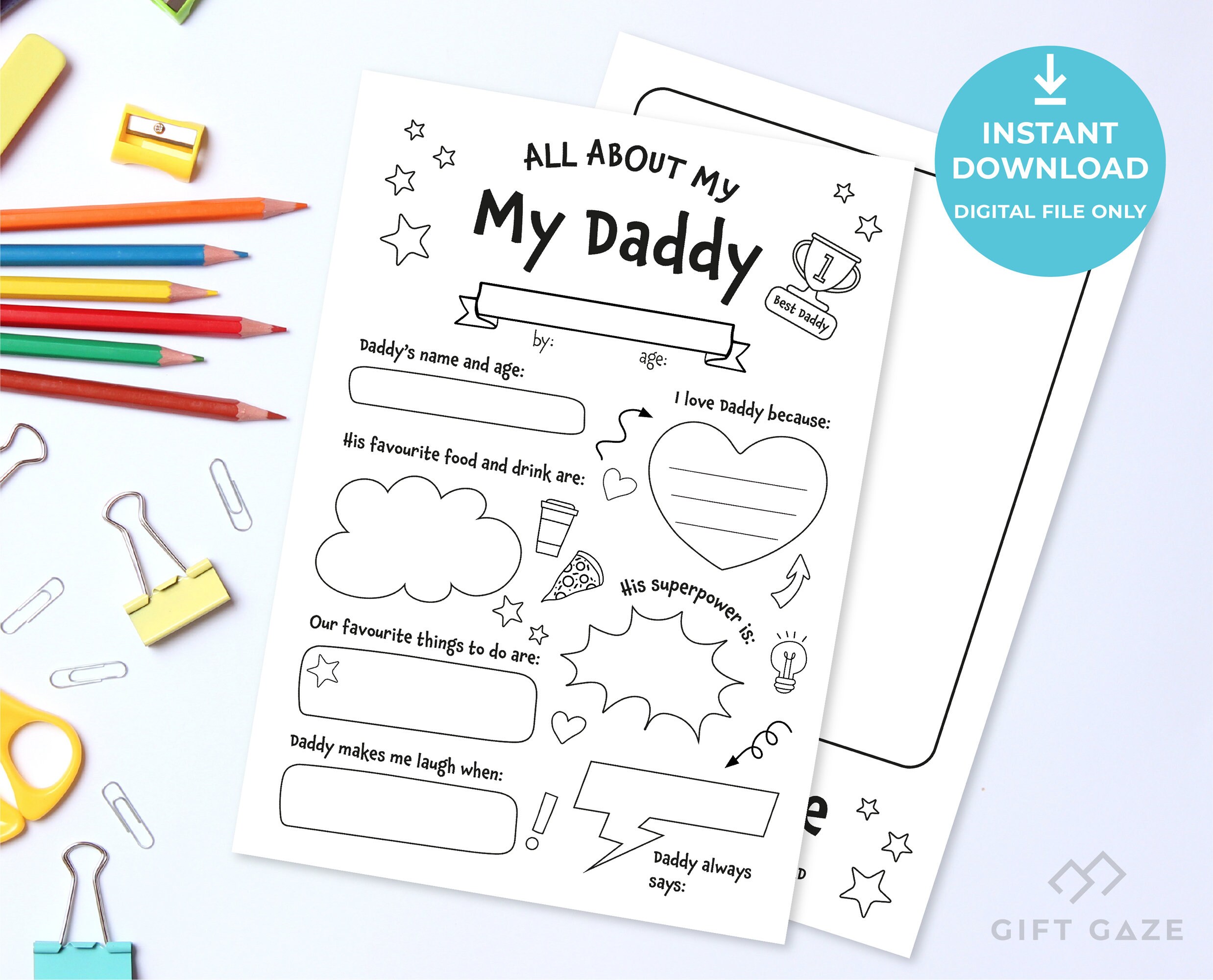 All About My Daddy Daddy Gift From Child Daddy Gift Printable All About ...