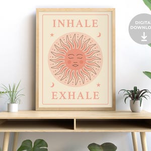 Inhale Exhale Print Digital Art | Pink Mindfulness Art | Self Care ...