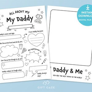 All About My Daddy | Daddy Gift From Child | Daddy Gift Printable | All ...