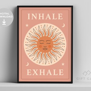 Inhale Exhale Print Digital Art | Mental Health Art | Pink Mindfulness ...