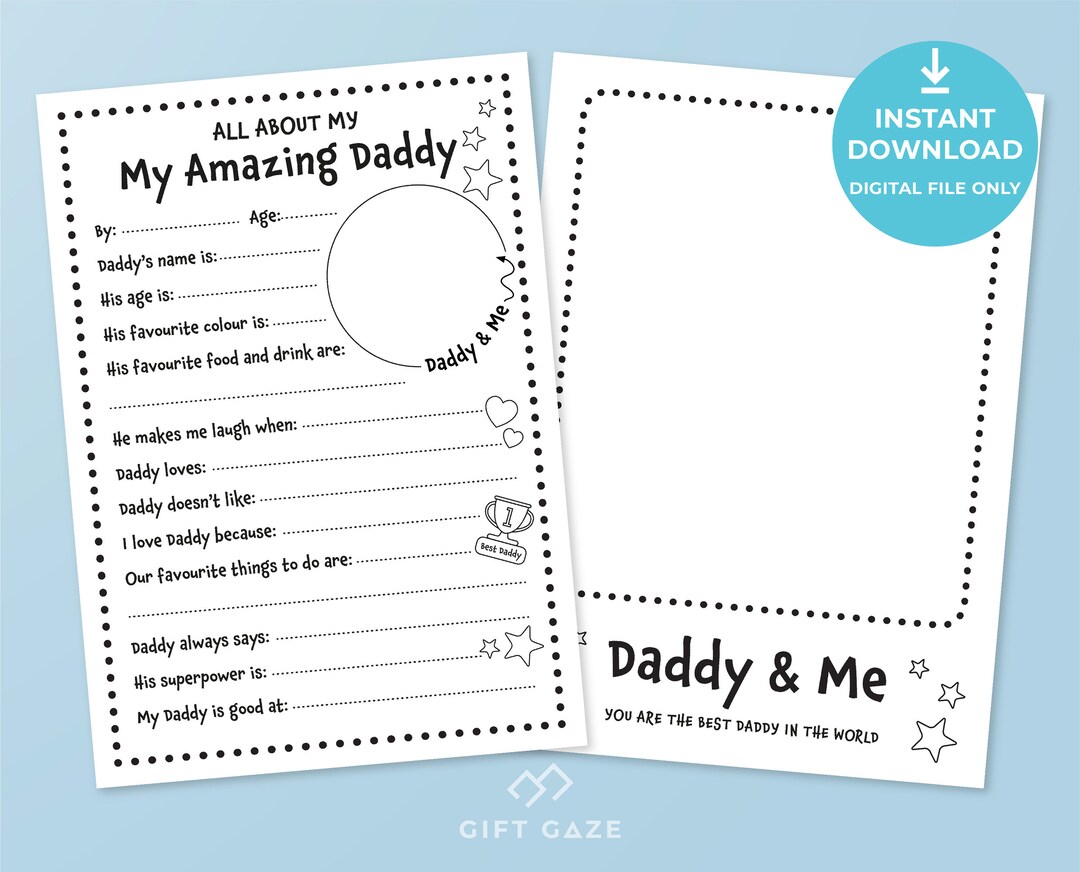 All About My Daddy | Daddy Gift From Child Printable | DIY Christmas ...