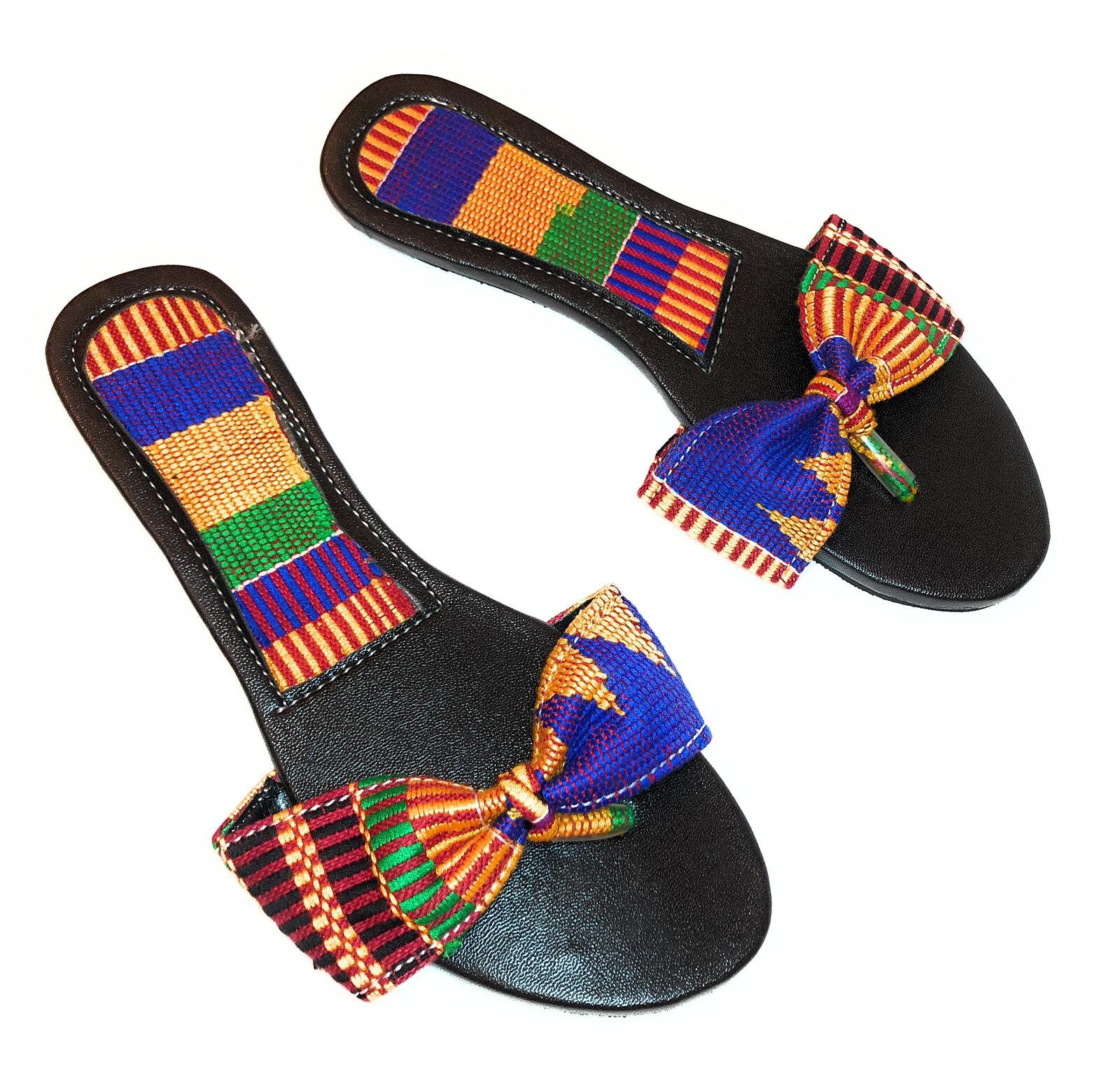 African Print Kente Slippers Sandals Sliders - Etsy
