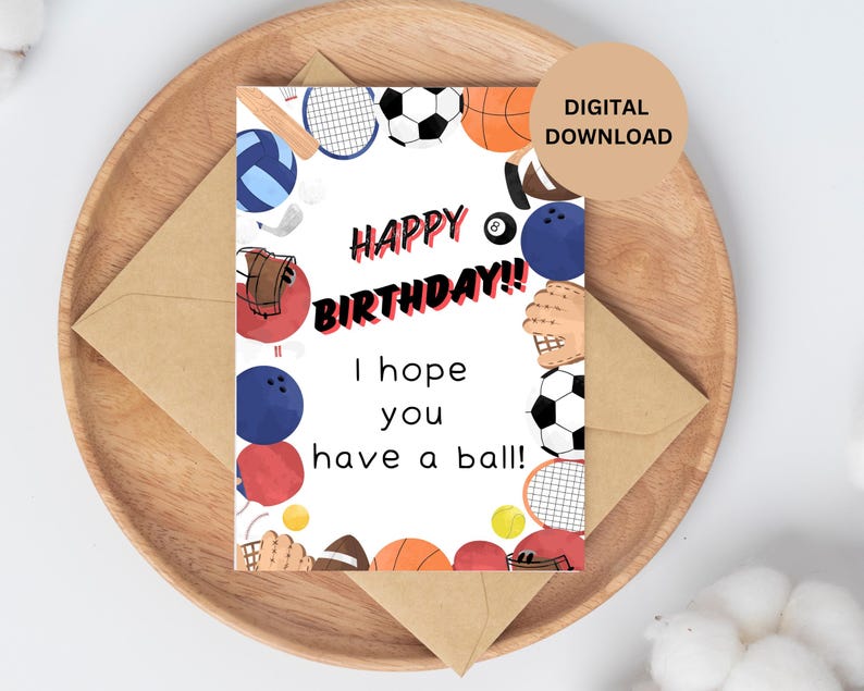 Printable Sports Birthday Card, Printable Birthday Card Funny, Digital ...