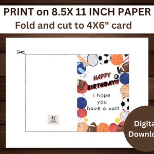 Printable Sports Birthday Card, Printable Birthday Card Funny, Digital ...