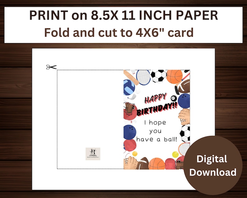 Printable Sports Birthday Card, Printable Birthday Card Funny, Digital ...
