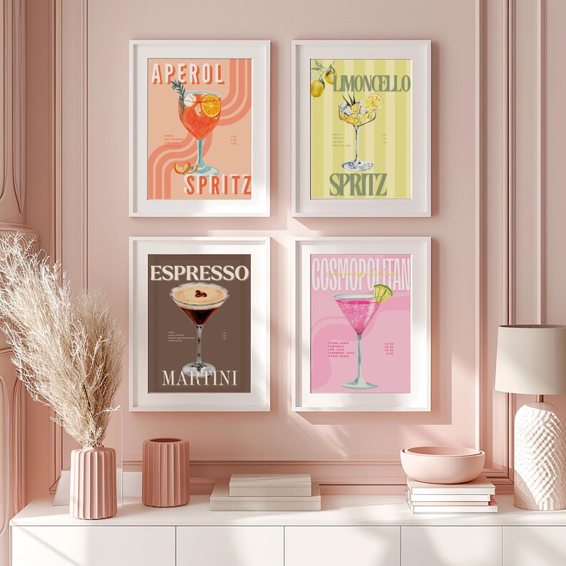 Aperol Spritz Bar Cart Poster, Dorm Poster, Bar Cart, Cocktail Poster ...