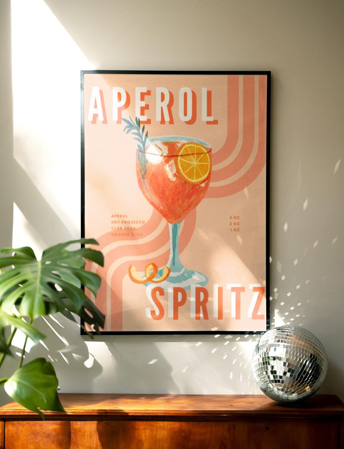 Aperol Spritz Bar Cart Poster, Dorm Poster, Bar Cart, Cocktail Poster ...