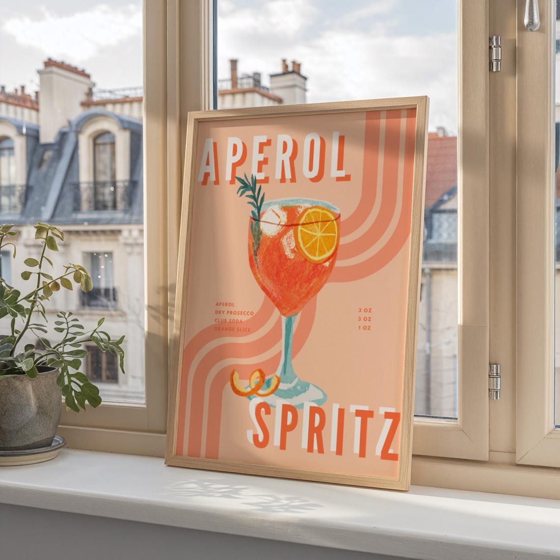 Aperol Spritz Bar Cart Poster, Dorm Poster, Bar Cart, Cocktail Poster ...