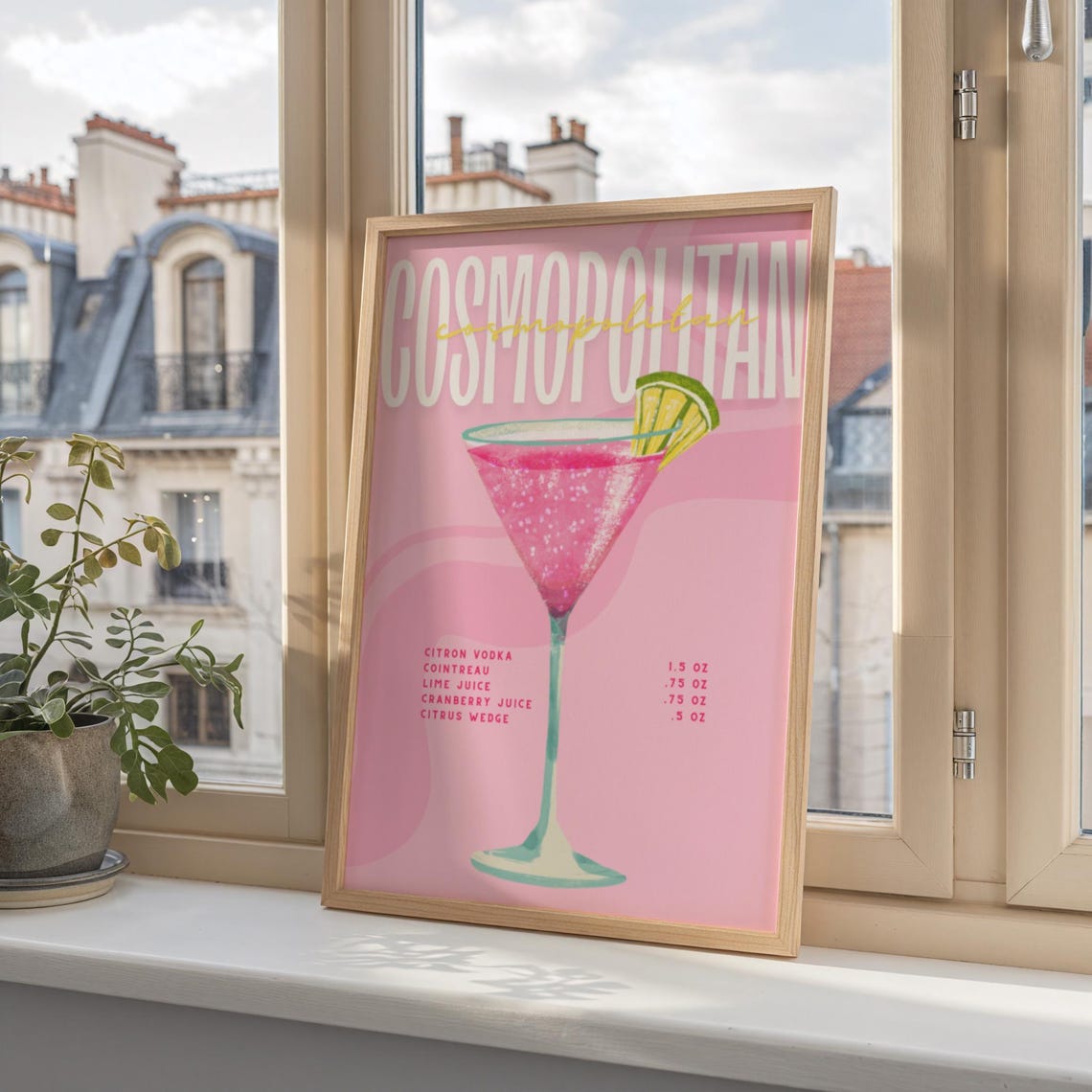 Cosmopolitan Bar Cart Poster, Dorm Poster, Bar Cart, Cocktail Poster ...