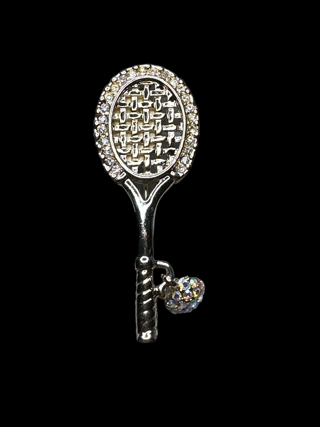 Post 1980's Rhinestone Tennis Racket Brooch With Ball - Etsy