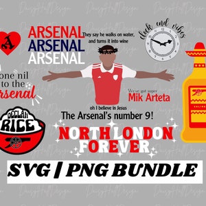 Arsenal Home Kit Inspired SVG and PNG Bundle, Arsenal FC Svgs, Football ...