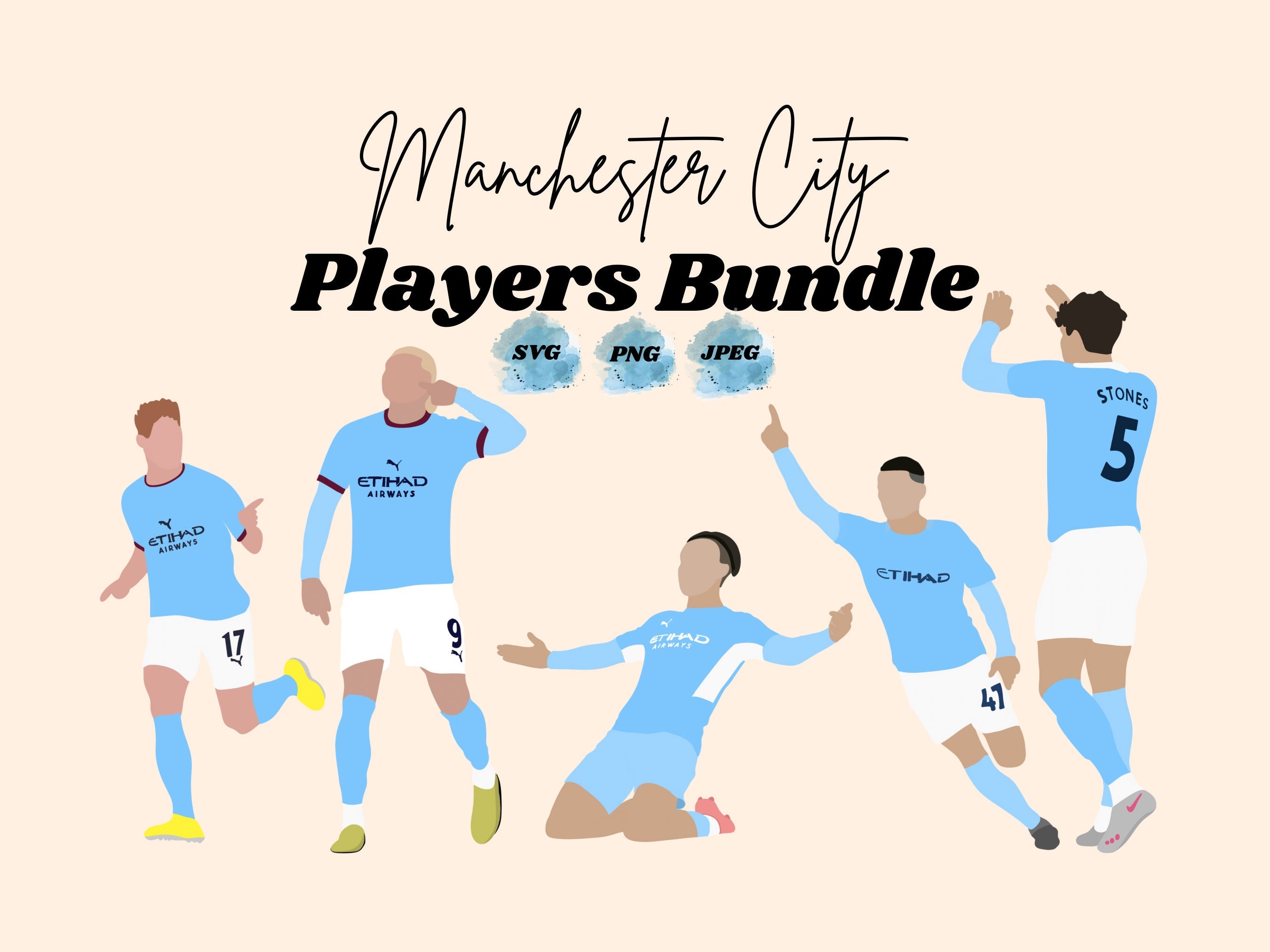 Manchester City SVG PNG Bundle, Premier League Champions SVG, Erling ...