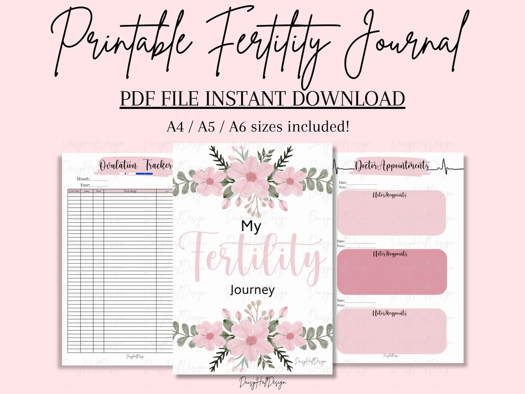 Printable PDF Fertility Journal for TTC, Ovulation and Period Tracker ...
