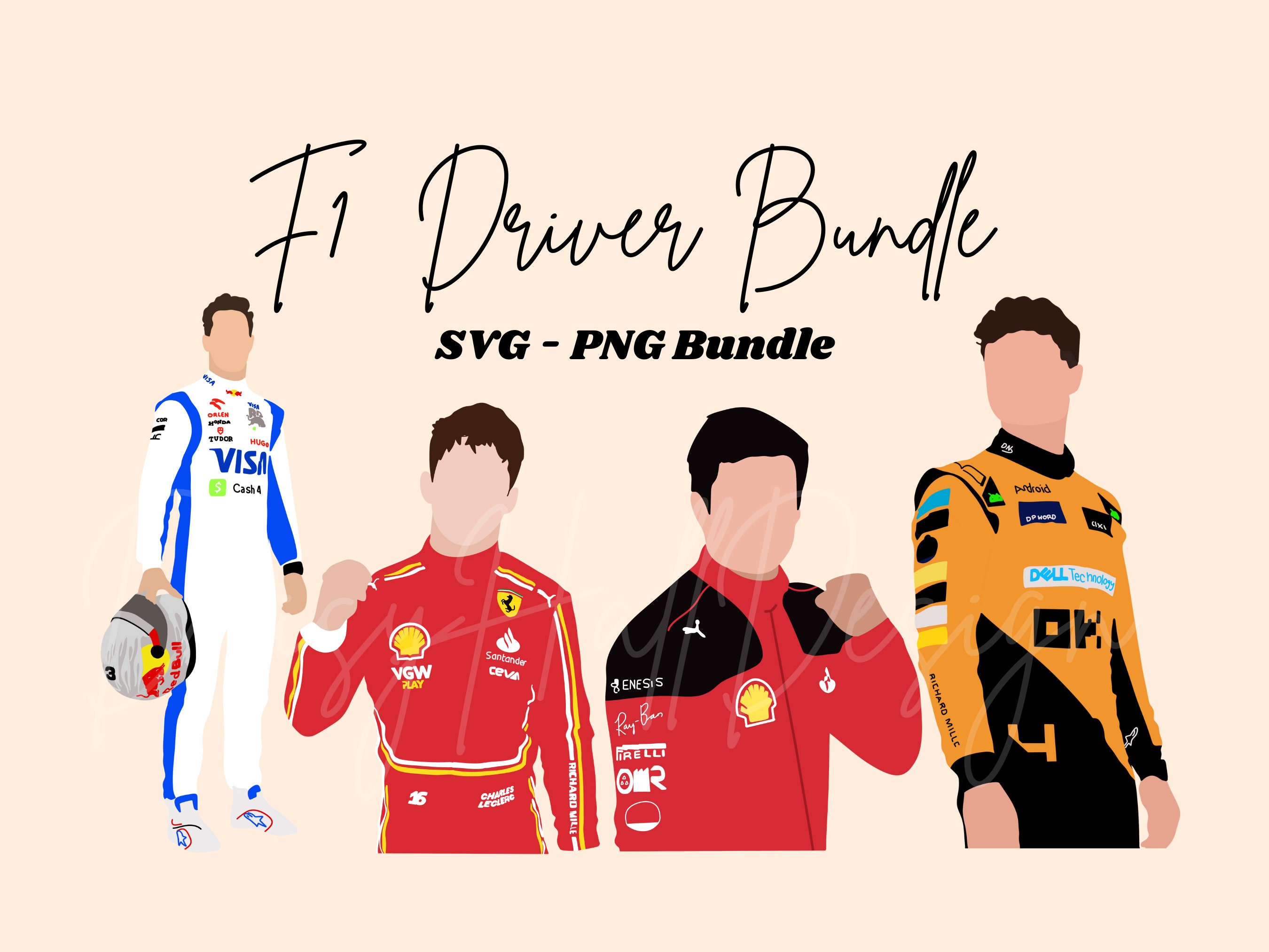F1 SVG PNG Bundle, Formula One SVG, Racing Svg, Lando Norris, Leclerc ...