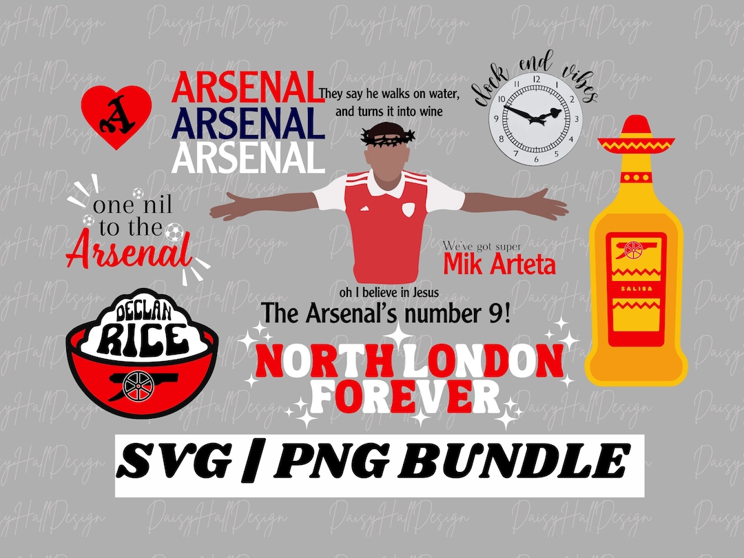 Arsenal Home Kit Inspired SVG and PNG Bundle, Arsenal FC Svgs, Football ...
