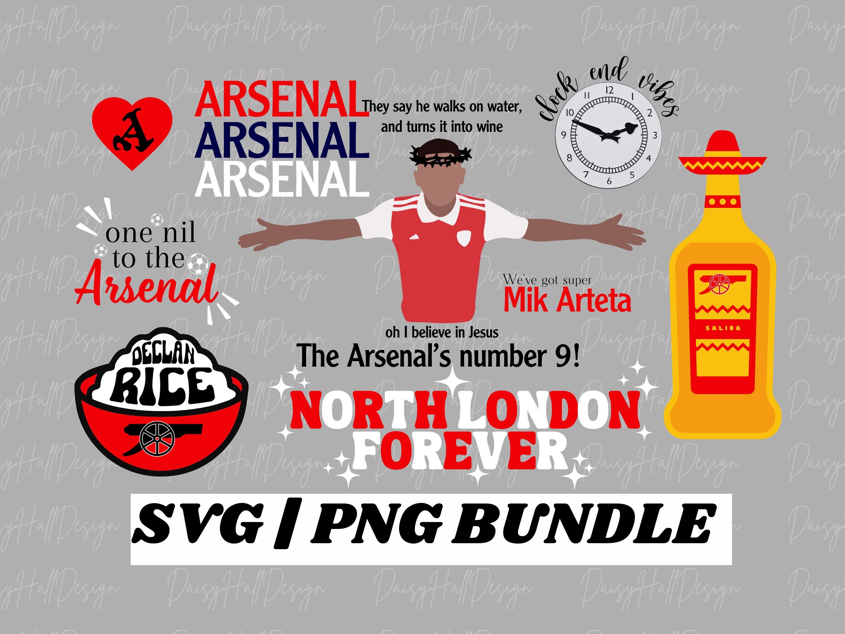 Arsenal Home Kit Inspired SVG and PNG Bundle, Arsenal FC Svgs, Football ...