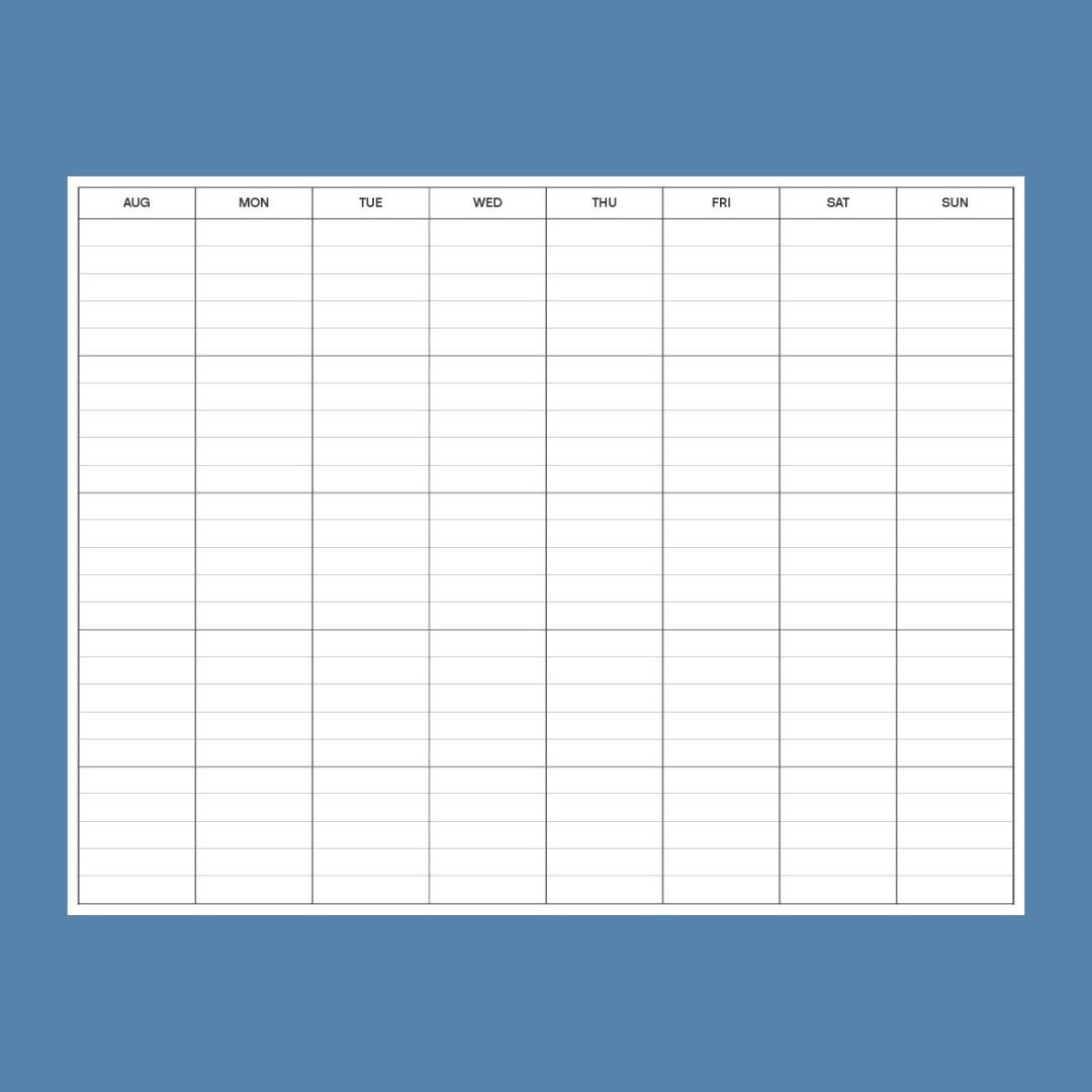 Undated Grid Calendar: Monthly Planner, Instant Digital Download ...