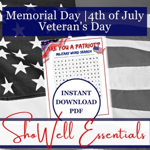 Military Themed Printable | Memorial Day Games | 4th of July Games ...