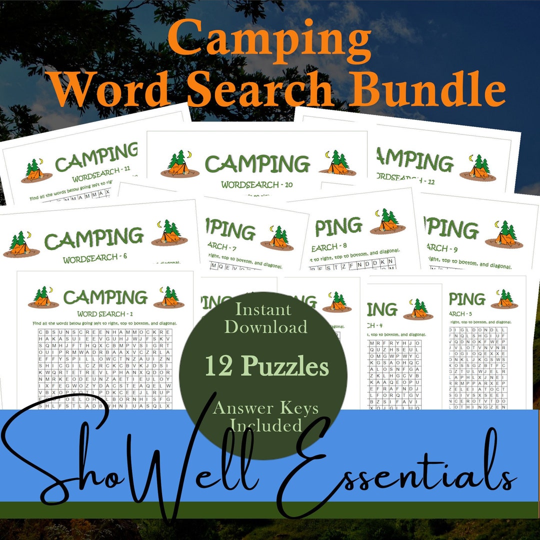 Camping Word Search Bundle Campground Activities for Kids & - Etsy Ireland