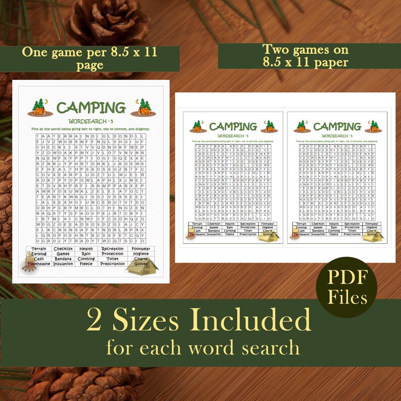 Camping 5 Word Search Campground Activities for Kids & - Etsy