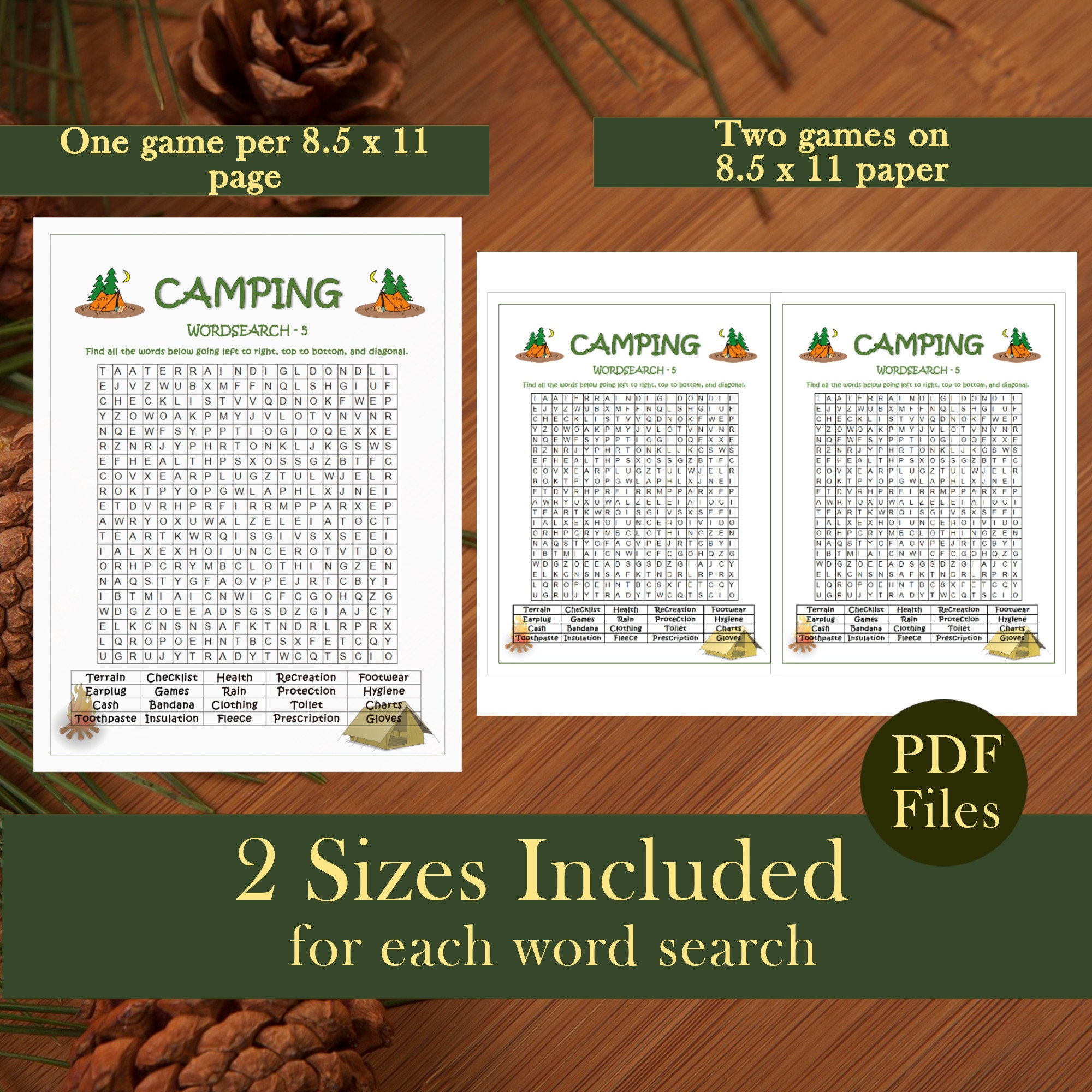 Camping 5 Word Search Campground Activities for Kids & - Etsy