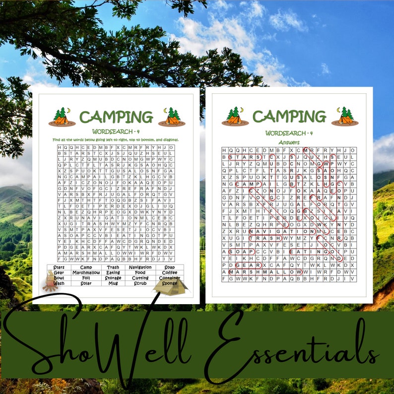 Camping Word Search Bundle Campground Activities for Kids & Adults ...