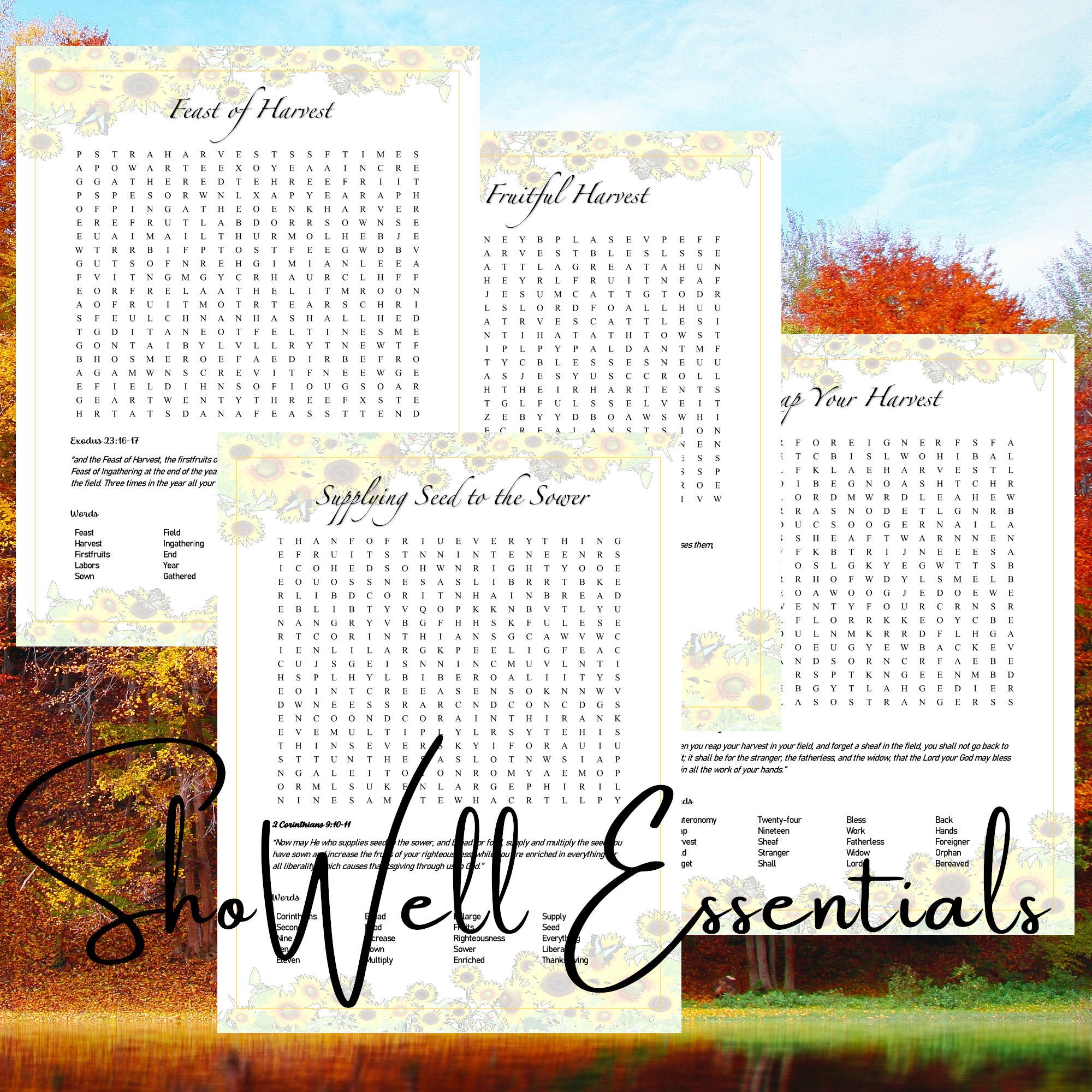 Fall Bundle Word Search | Bible Scripture Activity | Printable Autumn ...