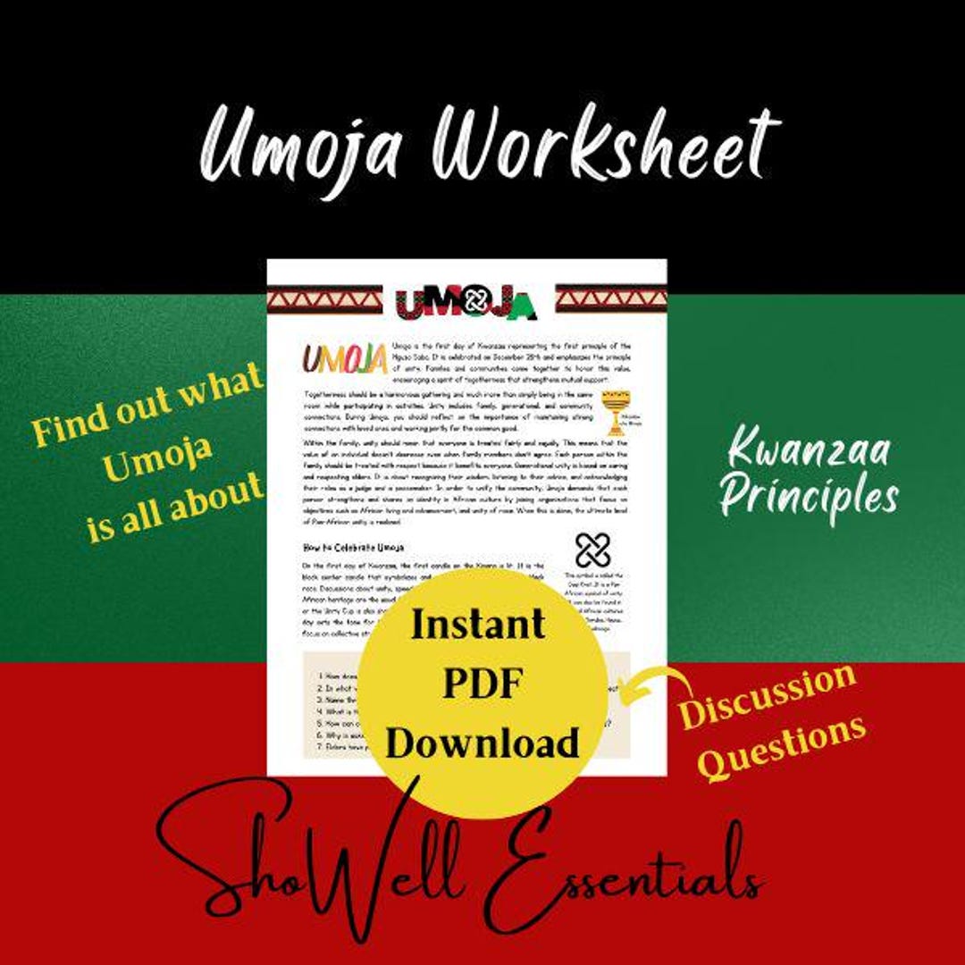 Umoja Worksheet | Nguzo Saba Overview | Kwanzaa Principles | Placemat ...