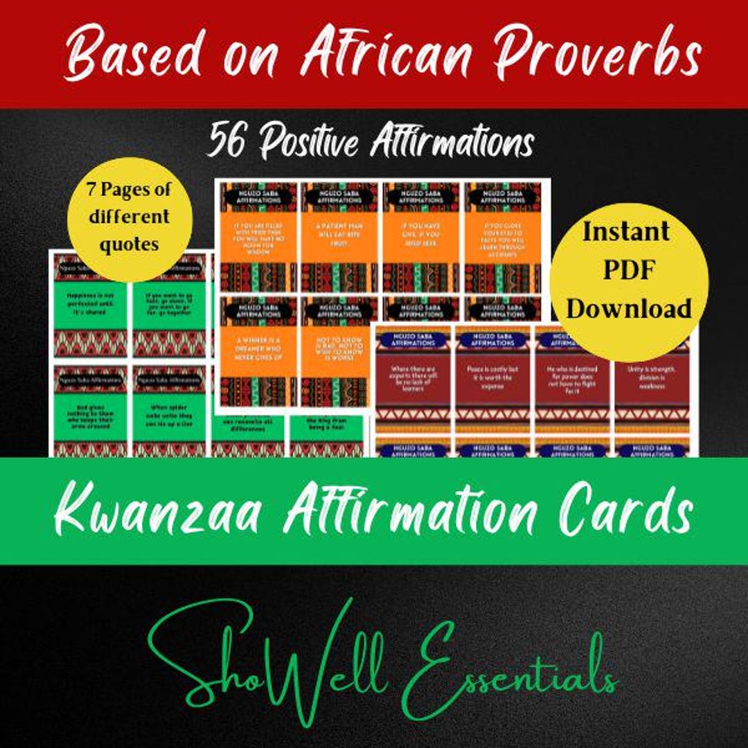 56 Kwanzaa Affirmation Cards| Nguzo Saba Principles | Kwanzaa ...