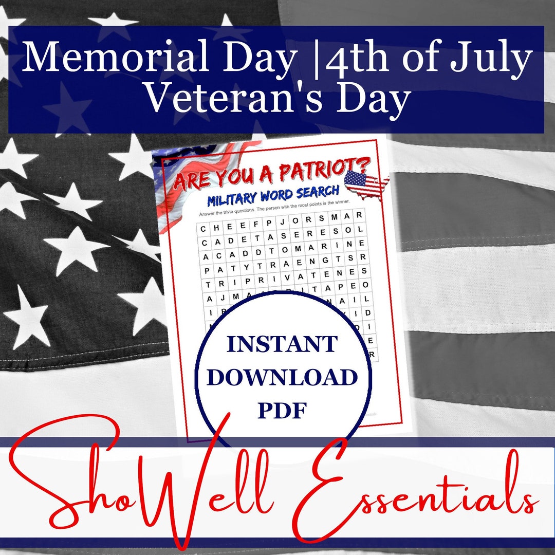 Military Themed Printable | Memorial Day Games | 4th of July Games ...