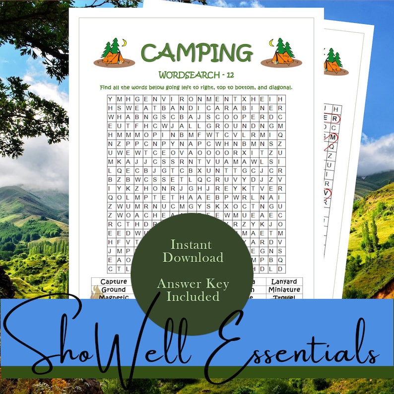 Camping #12 Word Search| Campground Activities for Kids & Adults ...