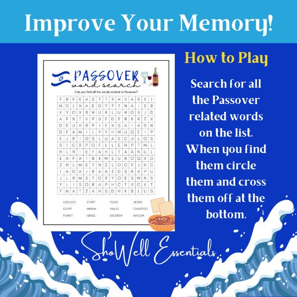 Passover Word Search Vocabulary Games Jewish Culture Printable Games ...