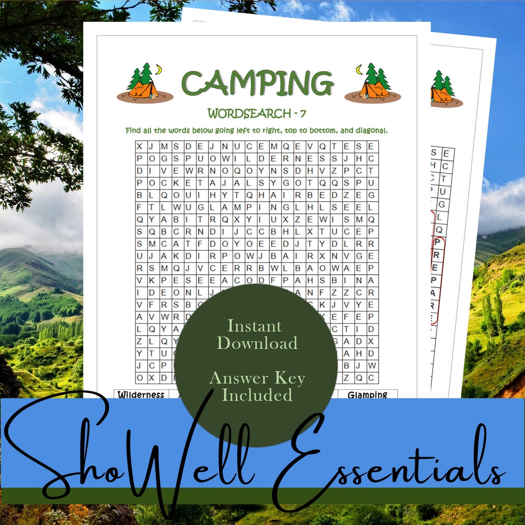 Camping 8 Word Search Campground Activities for Kids & - Etsy