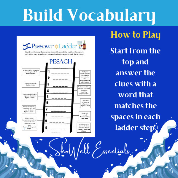 Passover Pesach Word Ladder Game | Vocabulary Games | Jewish Culture ...