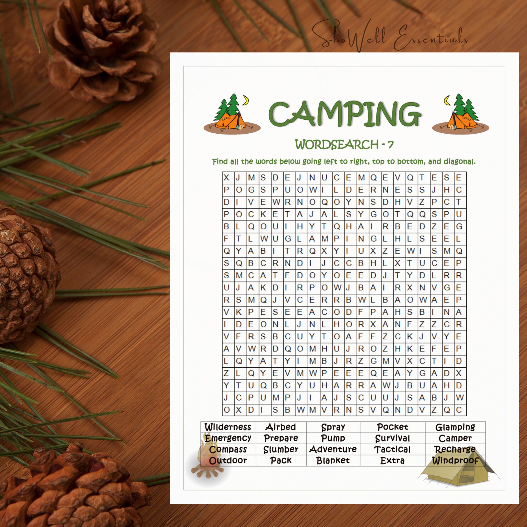Camping 8 Word Search Campground Activities for Kids & - Etsy
