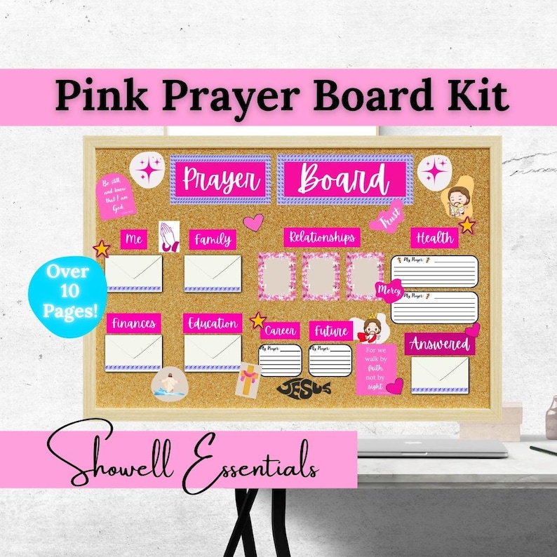 Pink Themed Printable Prayer Board Kit | Christian Wall Collage W ...
