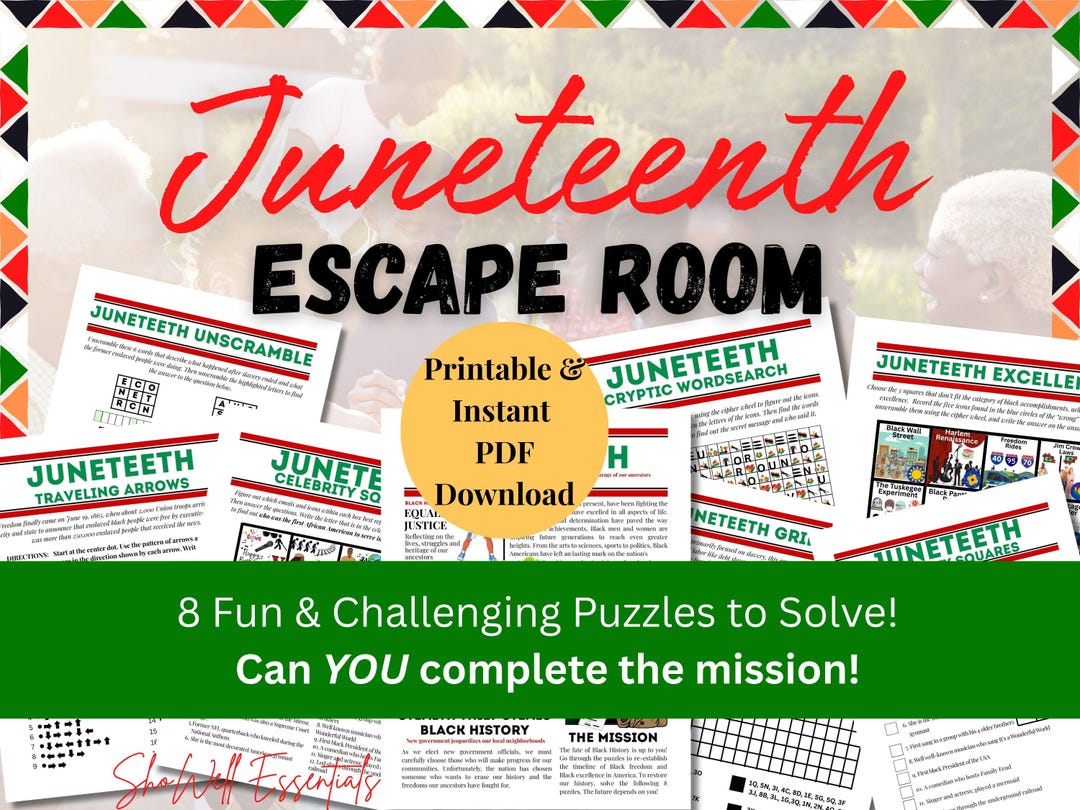 Juneteenth Escape Room | Printable Black History Game | Fun Summer ...