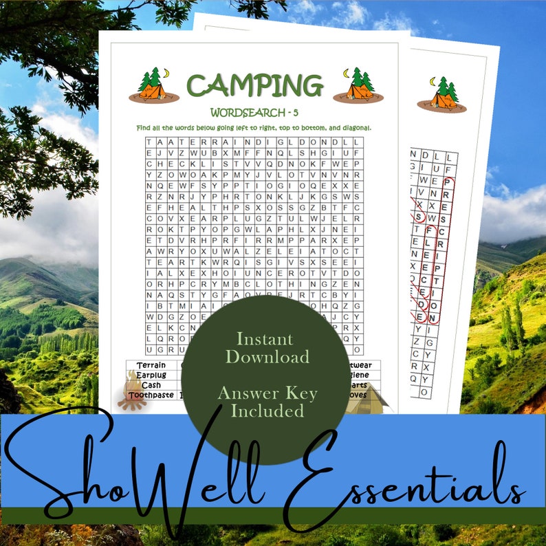 Camping 5 Word Search Campground Activities for Kids & - Etsy