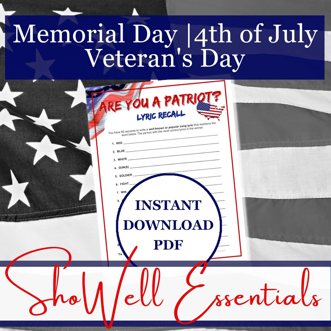 American Themed Printable | Memorial Day Games | 4th of July Games ...