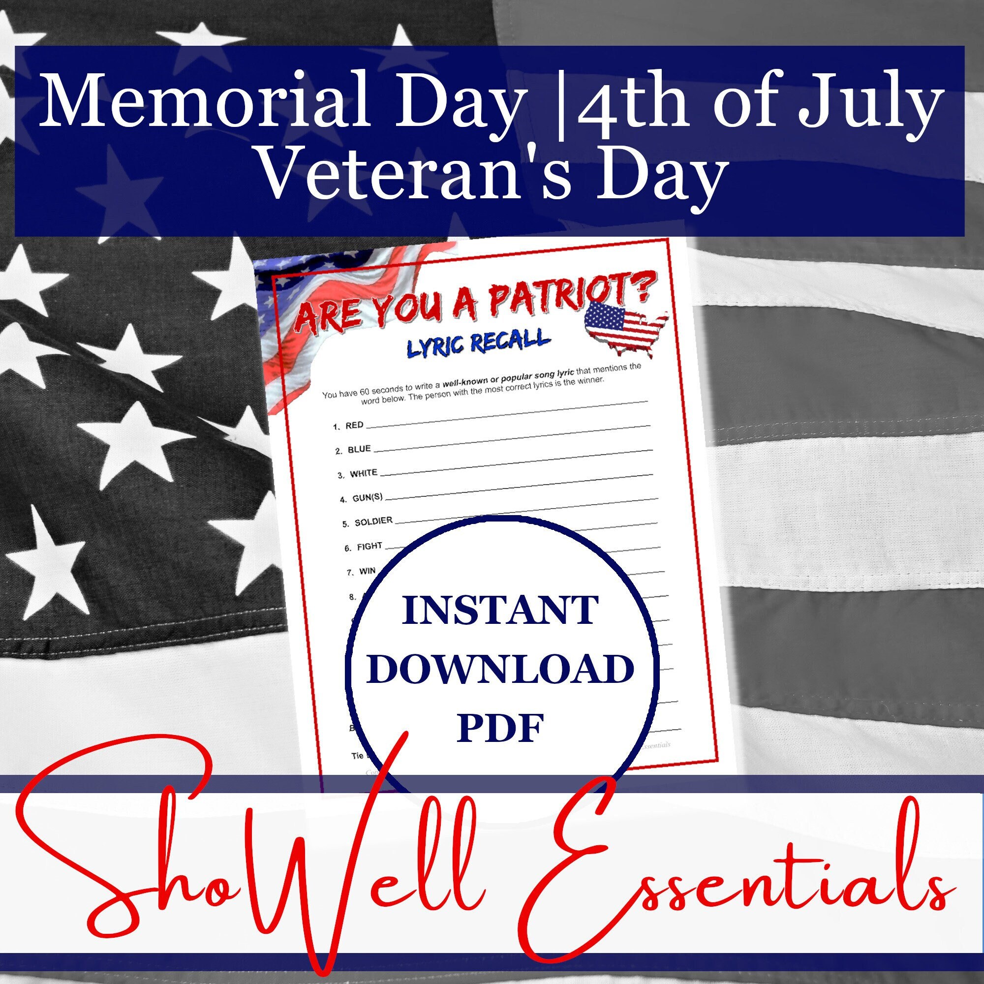 American Themed Printable | Memorial Day Games | 4th of July Games ...