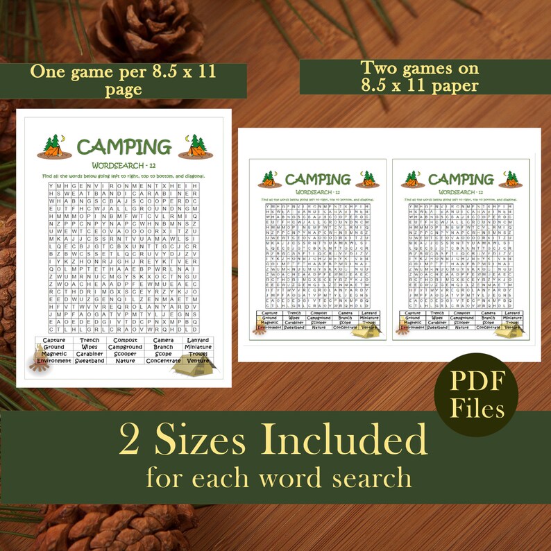 Camping Word Search Bundle | Campground Activities for Kids & Adults ...