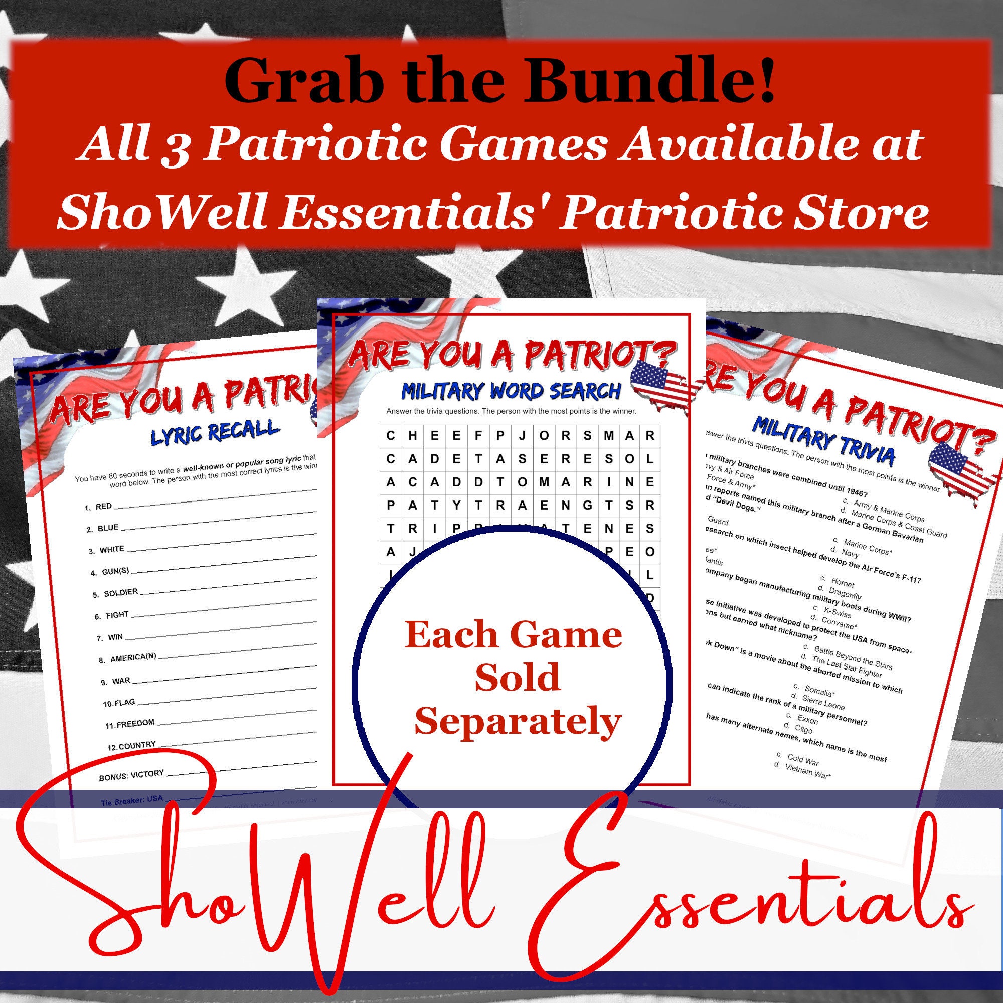 Military Themed Printable | Memorial Day Games | 4th of July Games ...