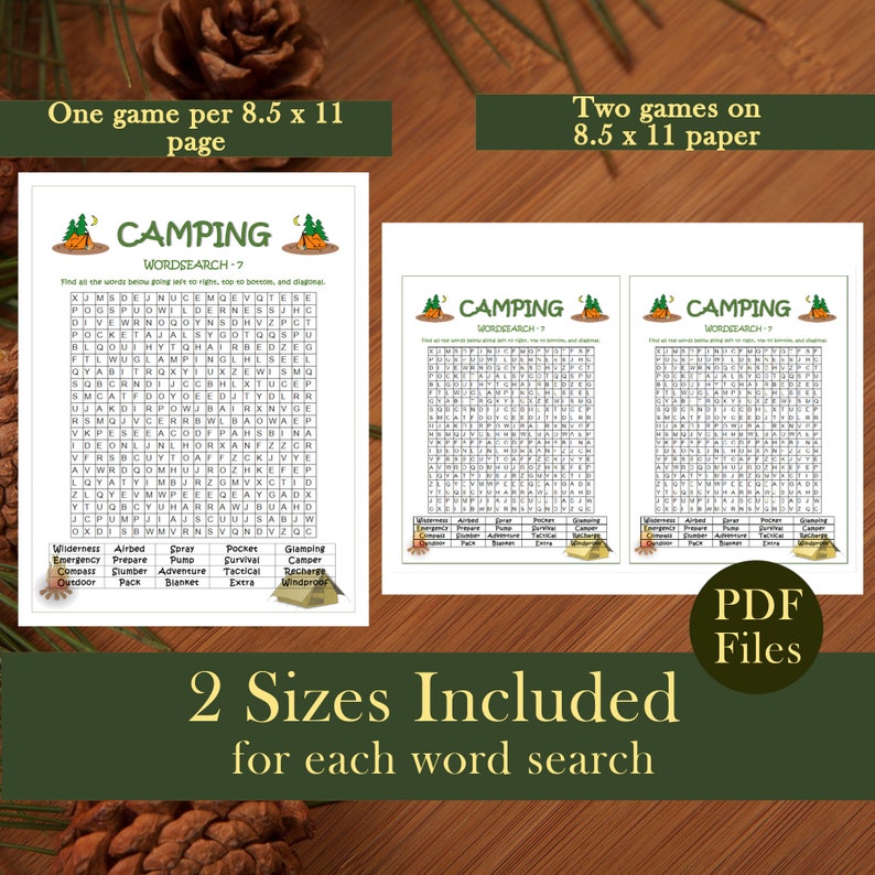 Camping 8 Word Search Campground Activities for Kids & - Etsy