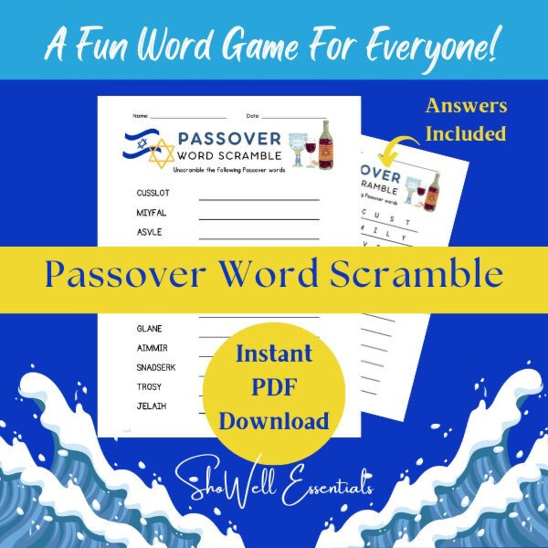 Passover Word Scramble | Vocabulary Games | Jewish Culture Printable ...