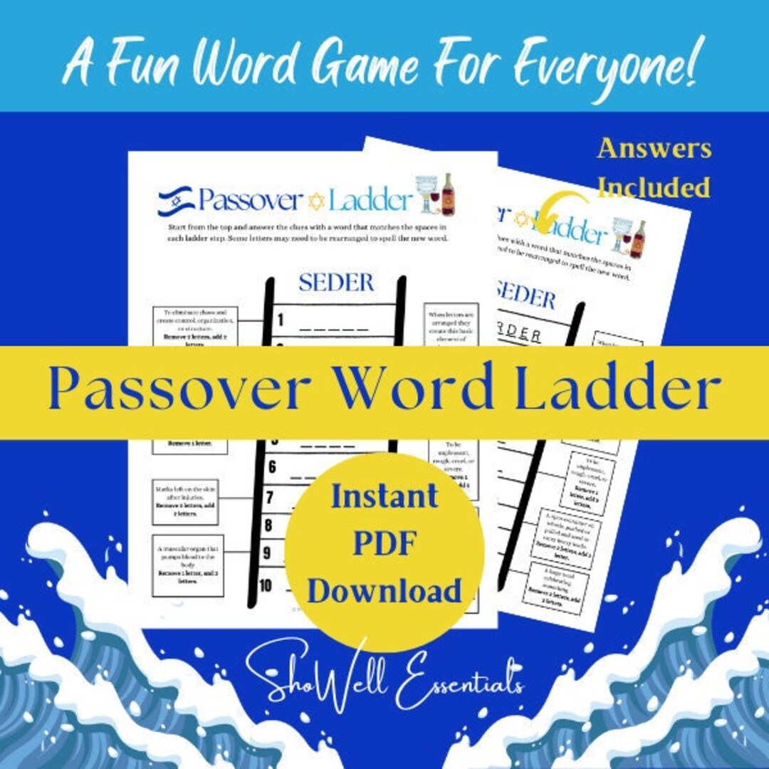 Passover Seder Word Ladder Game | Vocabulary Games | Jewish Culture ...